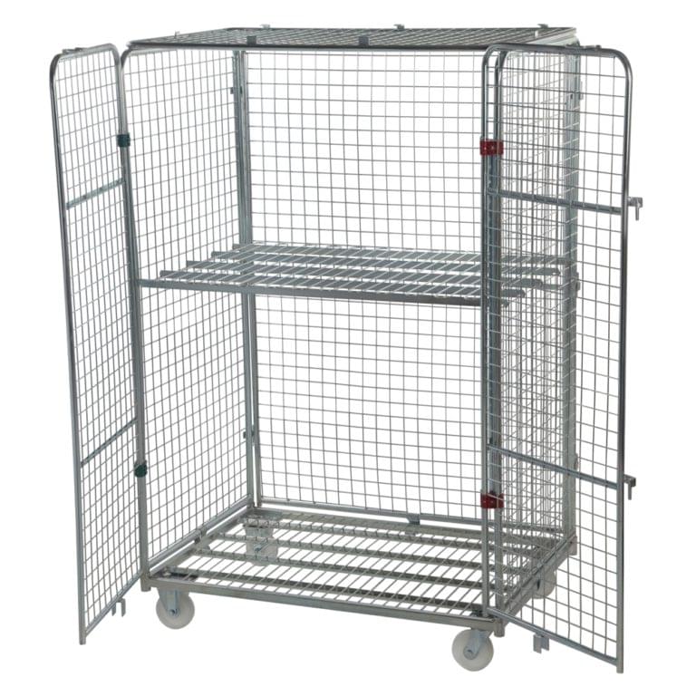 Jumbo Security Roll Cage Pallet With Lid | Blue Trolley | Bluetrolley.com