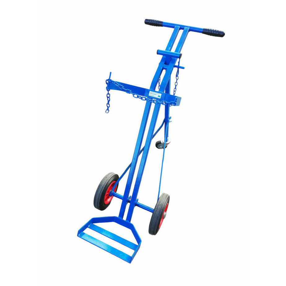 Large Single Gas Cylinder Tri Trolley — Blue Trolley